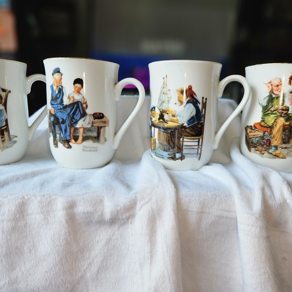 Norman Rockwell | Dining | Norman Rockwell Illustrated White Mugs Set ...